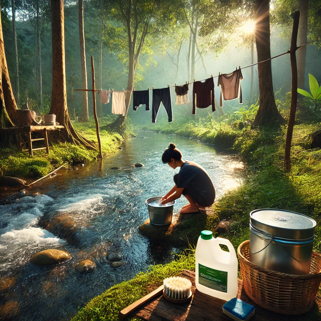 Old-School Laundry: Washing Clothes in a Stream - Big Survival Book